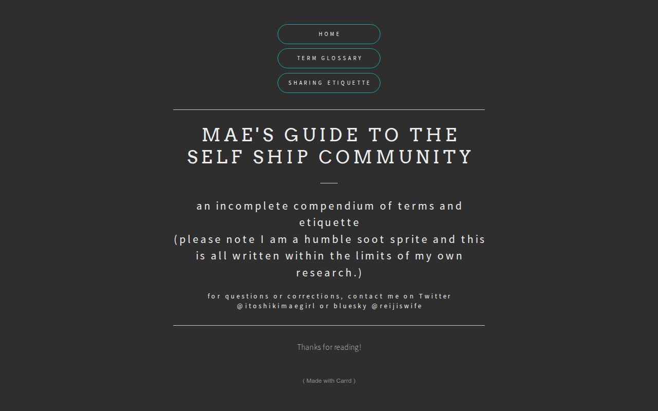 Mae's Guide to Self Inserts